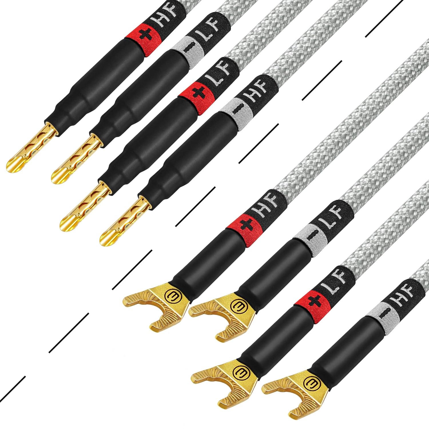 20 foot WBC Ultimate 9AWG bi-amp Silver Pair with Eminence Gold banana ...