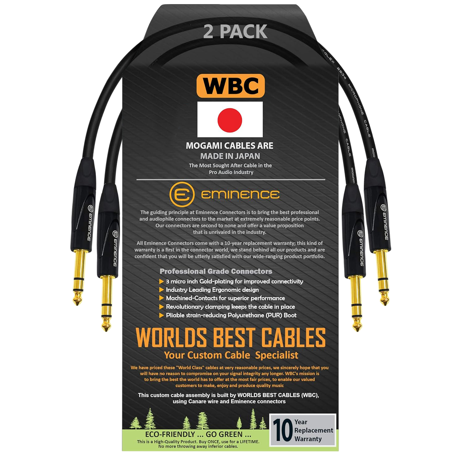 15cm (6 inches) WBC TRS cable pair with Mogami 2534 wire and Eminence ...