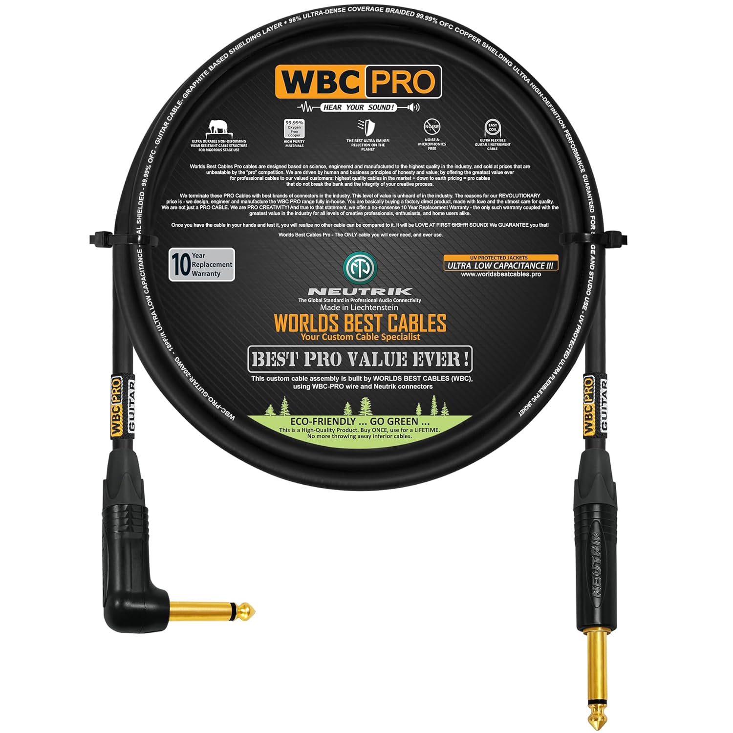 WBC-PRO-GUITAR with Neutrik Gold TS – angled to straight connector ...