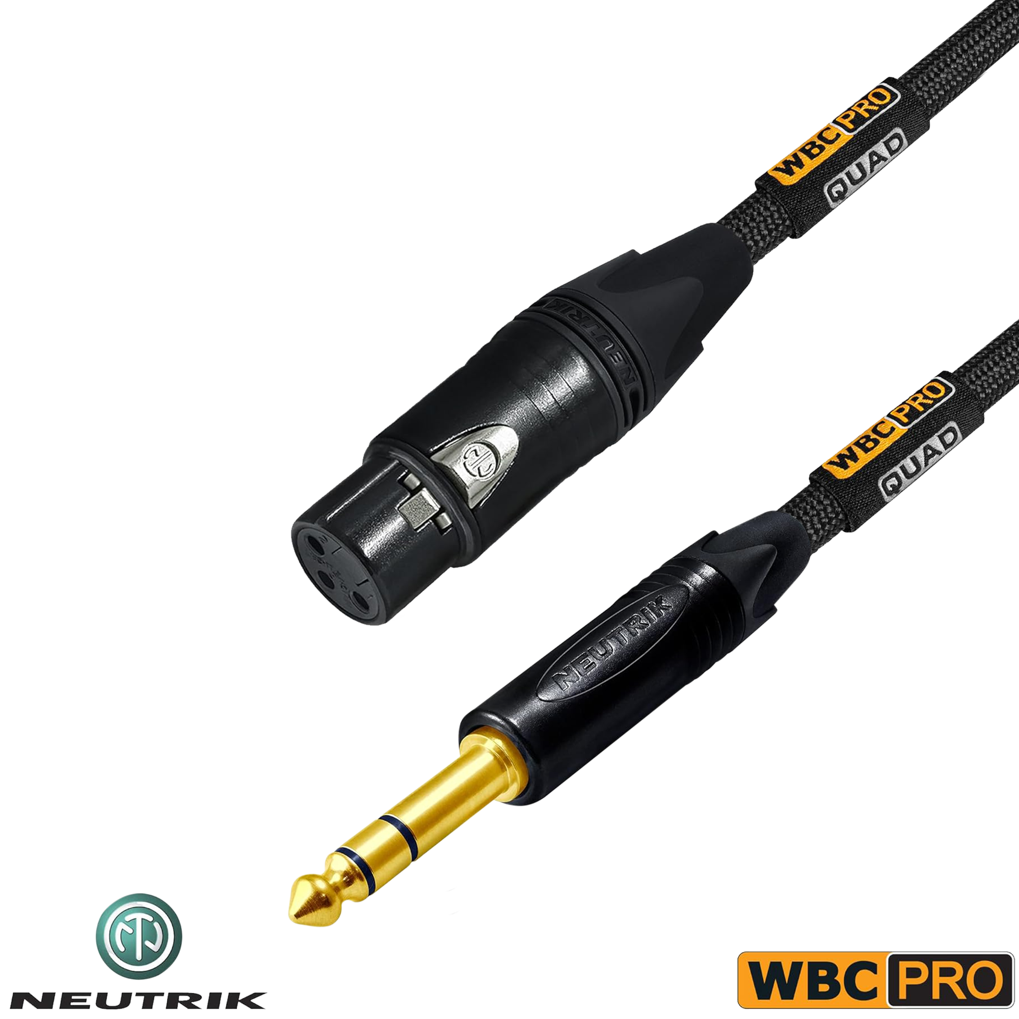 5 foot WBC-PRO-QUAD 13 cables, with Neutrik NC3FXX-B Gold XLR and NP3X ...